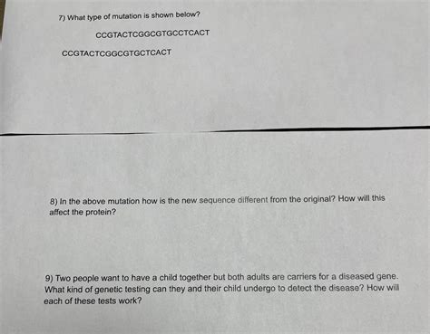 Solved 7 What Type Of Mutation Is Shown Below