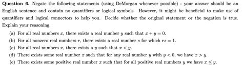 solved question 6 ﻿negate the following statements using