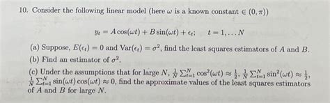 10 consider the following linear model here w is a