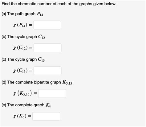 solved find the chromatic number of each of the graphs given