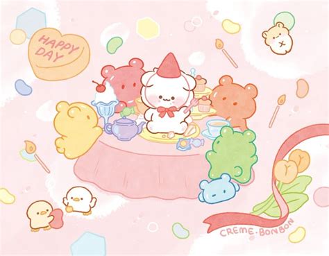 봉제인형 텀블벅 귀여운 낙서 예술 카와이 그림 귀여운 애니메이션 벽지