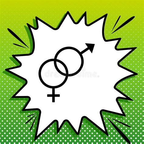 Sex Symbol Sign Black Icon On White Popart Splash At Green Background With White Spots