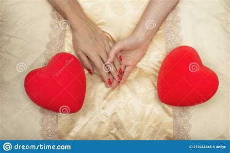 Lgbt Concept Women Holding Hands On The Bed Royalty Free Stock Photography Cartoondealer Com