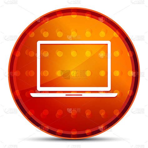 笔记本电脑图标夜间橙色圆形按钮