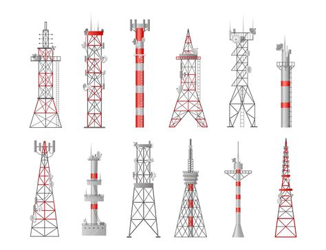 Premium Vector Telecommunication Tower Mobile And Radio Signal By Antenna Network