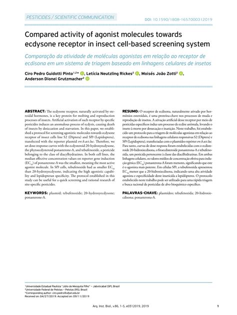 Pdf Compared Activity Of Agonist Molecules Towards Ecdysone Receptor