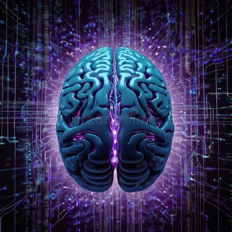 Abstract Human Brain Light Data Futuristic Ai Neural Network With Digital Connections And