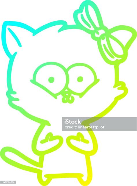만화 고양이의 차가운 그라데이션 선 그리기 고양이 새끼에 대한 스톡 벡터 아트 및 기타 이미지 고양이 새끼 그라데이션 낙서 드로잉 Istock