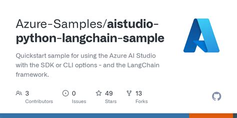 GitHub Azure Samples Aistudio Python Langchain Sample Quickstart Sample For Using The Azure