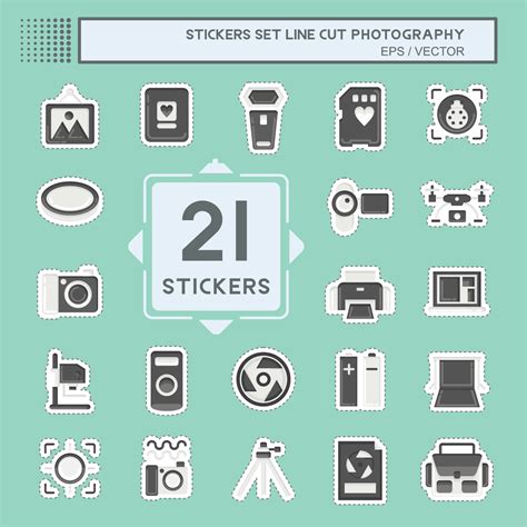 Sticker Line Cut Set Photography Related To Photography Symbol Simple