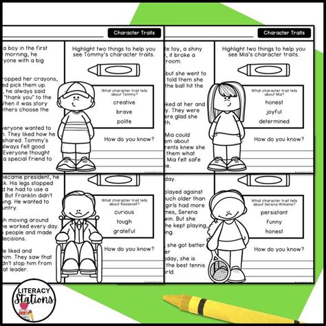 Character Traits Reading Passages Literacy Stations In 2024