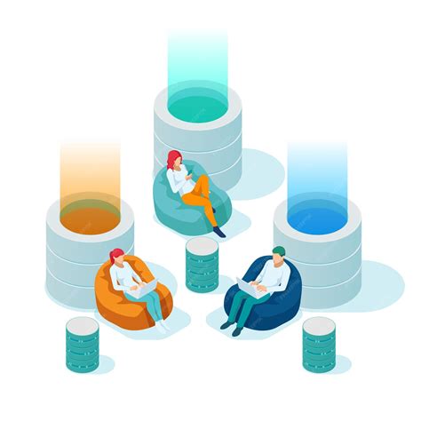 Premium Vector Isometric Coworking Space With Creative People Group