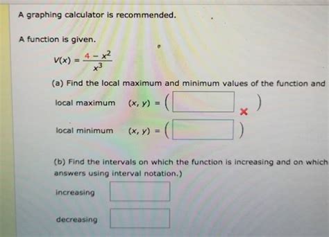 get answer a graphing calculator is recommended a function is