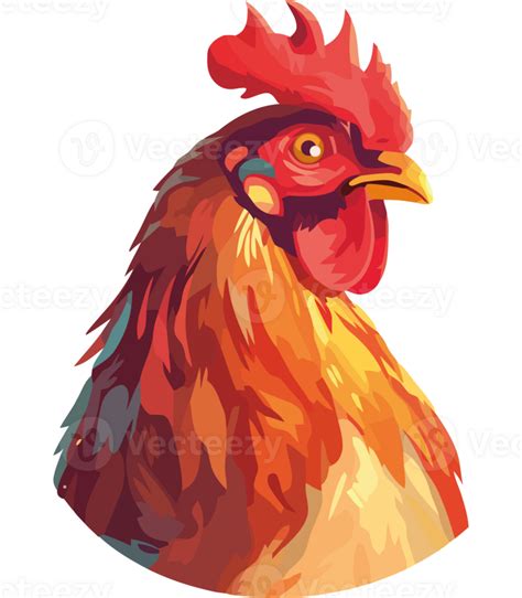 Un Gallo Con Un Rojo Cabeza Y Naranja Plumas 49027220 Png