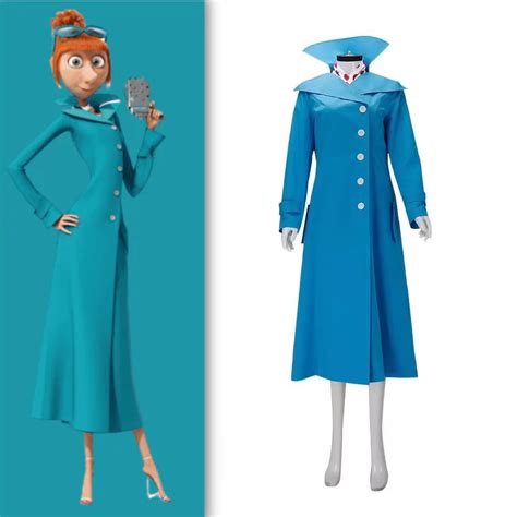 Despicable Me Lucy Wilde Costume Blue Coat Jacket Suit Quda Halloween