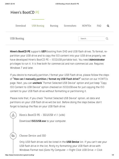 Usb Booting Hirens Bootcd Pe Pdf Usb Flash Drive Booting