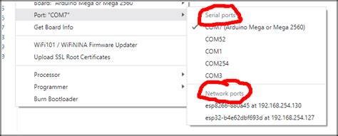 Port Menu Section Headings Are Located At Bottom Of Section · Issue 1566 · Arduinoarduino