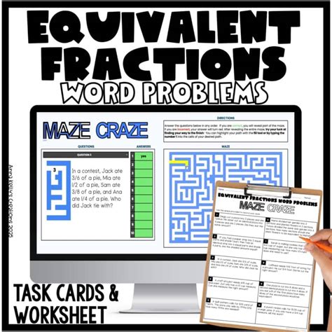 Equivalent Fractions Word Problems Practice Activity Print And Digital