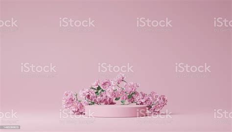3d 핑크 연단 또는 사랑 발렌타인 데이 무대 사랑 장미 발렌타인 우아한 연단 모형 스탠드 제품 장면 분홍색 배경입니다 3d 연단 무대 그림 렌더링입니다 3차원 형태에 대한