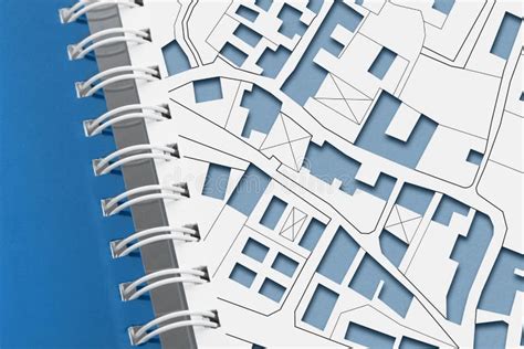 imaginary cadastral map of territory with buildings roads and land