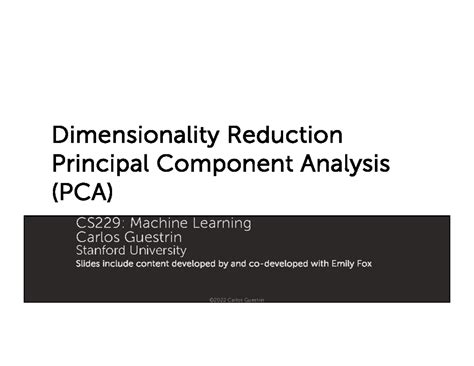 Lec 10 Pca Notes Cs229 Machine Learning Dimensionality Reduction Principal Component