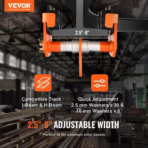 Vevor Manual Trolley 4400 Lbs2 Ton Load Capacity Push Beam Trolley