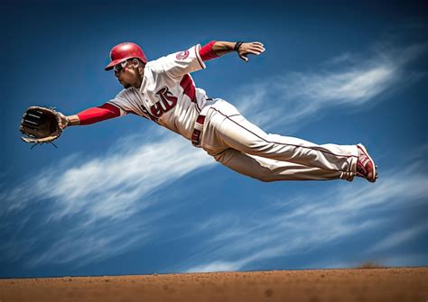 Premium Ai Image A Wideangle Shot Of A Baseball Player Diving To