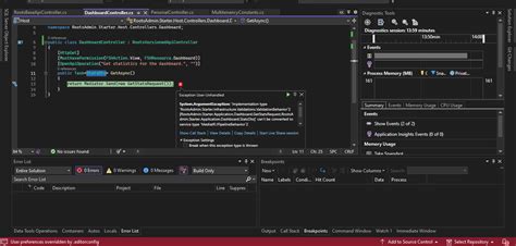 Web Api Giving Exception On Clicking Dashboard In Blazor Frontend
