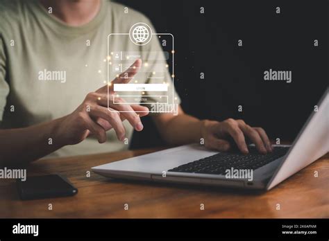 Man Touching Username And Password For Technology Cyber Security