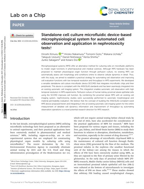 Pdf Standalone Cell Culture Microfluidic Device Based