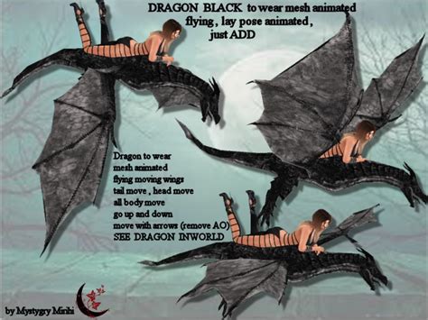 Second Life Marketplace Dragon To Wear Black Mesh Animated Flying