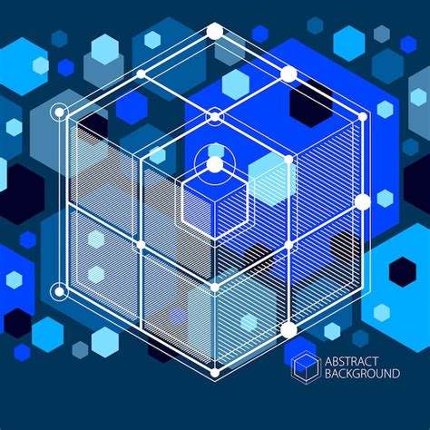 Premium Vector Isometric Abstract Dark Blue Background With Linear
