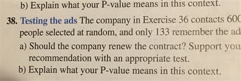 solved b explain what your p value means in this context