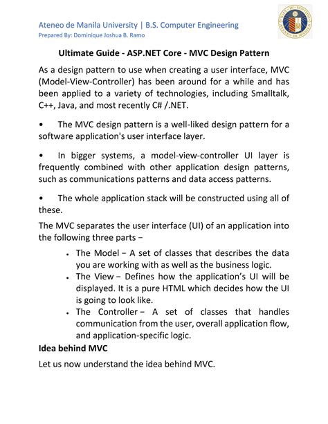 Ultimate Guide Aspnet Core Mvc Design Pattern Prepared By