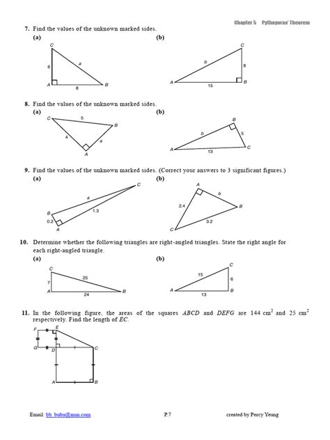 S2 Ch 5 Pythagoras Theorem Q Pdf Length Area