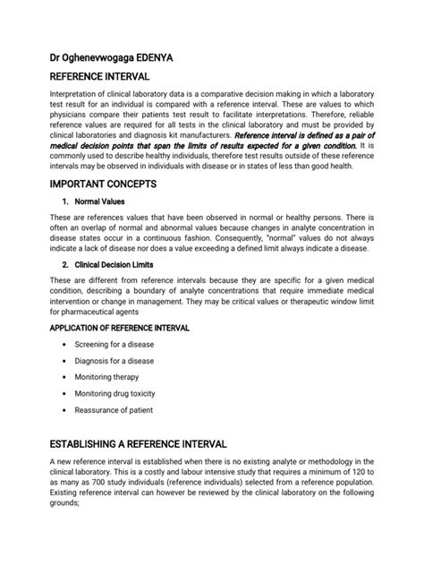 Reference Interval Chem Path Pdf Science And Mathematics