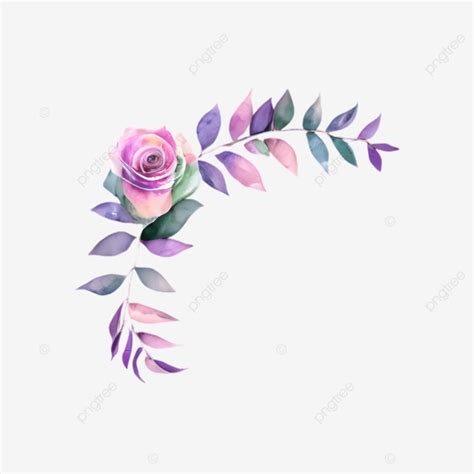 Corner Purple Rose Watercolor Effect Blossom Abstract Art Fine Art