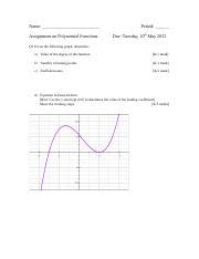 Exploring Polynomial Functions: Graph Analysis and | Course Hero