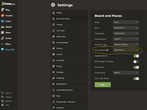 How To Set The Option To Drag Or Click Chess Pieces Chess Forums