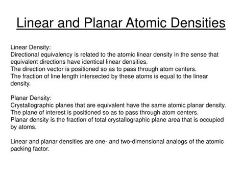 PPT Linear And Planar Atomic Densities PowerPoint Presentation Free Download ID 225470