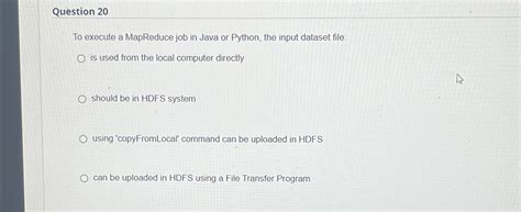 solved question 20to execute a mapreduce job in java or