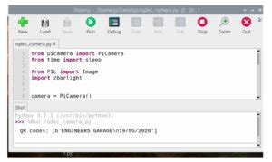 Raspberry Pi Camera QR Code Scanning