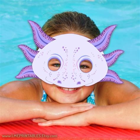 Lavender Axolotl Mask Printable Halloween Pdf Paper Costume Template