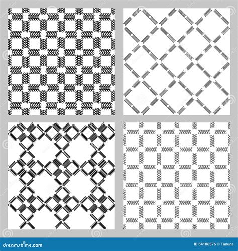 Set Of 4 Monochrome Elegant Seamless Patterns Stock Vector Illustration Of Background