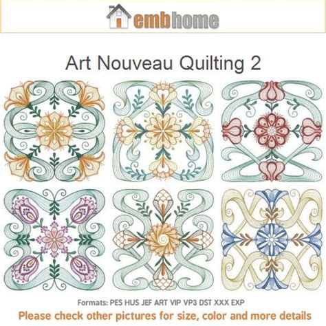 Art Nouveau Quilting Embroidery Designs Pack Instant Download 5x5 6x6