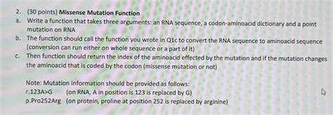 Solved Missense Mutation Function A Write A Function That