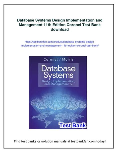 Database Systems Design Implementation And Management 11th Edition Coronel Test Bank Pdf