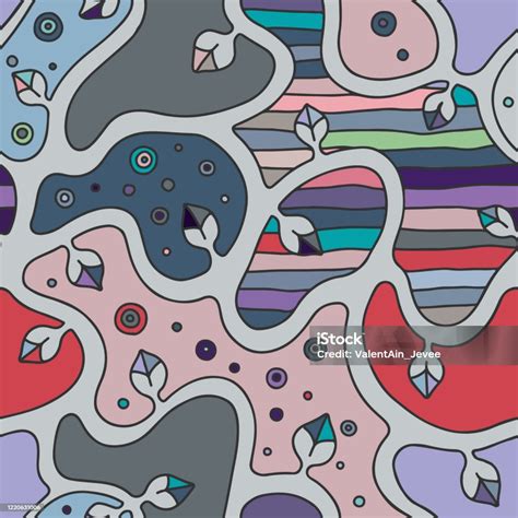 분기 잎 점으로 원활한 벡터 다채로운 손으로 그린 패턴 추상 무한 트리입니다 그래픽 무색 일러스트레이션입니다 직물 배경 벽지 포장 포장을위한 인쇄 그리기에 대한 스톡 벡터