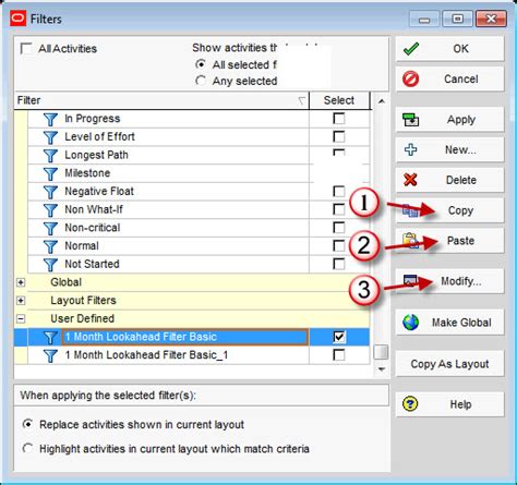 How To Build A Lookahead Filter In Primavera P
