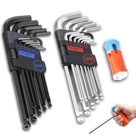 Buy Rexbeti Hex Key Allen Wrench Set Sae Metric Long Arm Ball End Hex Key Set Tools Industrial